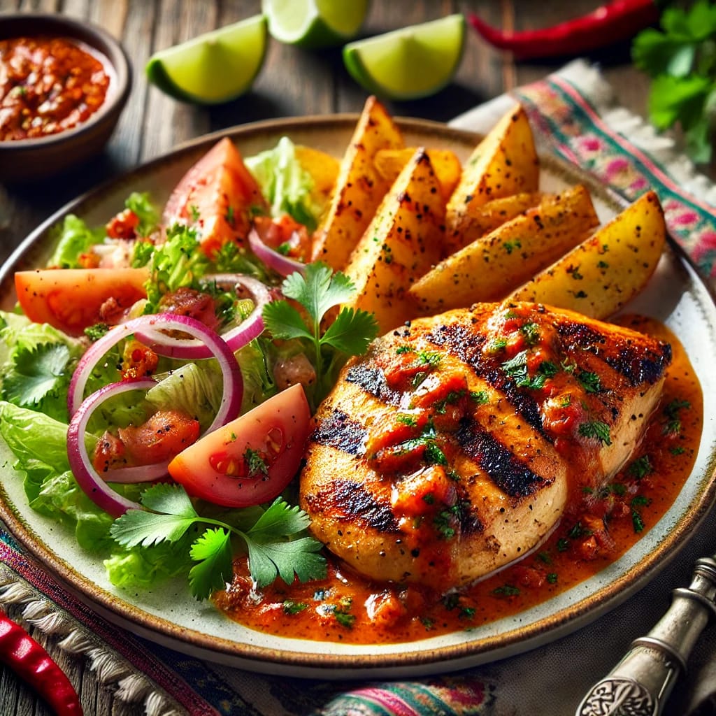 Pollo a la Parrilla con Salsa de Ají Picante - D´POLLO